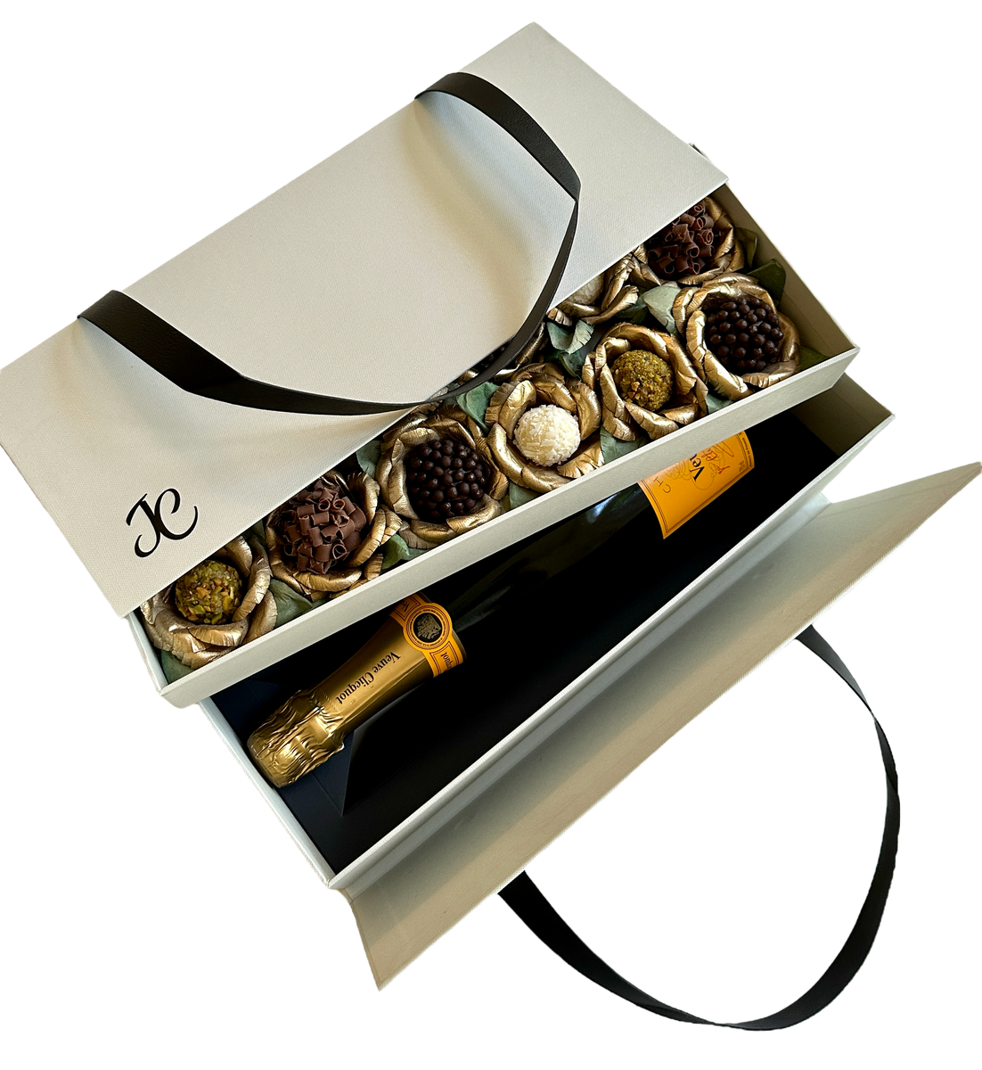 Sweet & Beverage Briefcase with Flower Wrapping – Misses Sweet